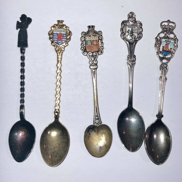Other | Lot Of 5 Vintage Collectible Souvenir Travel Spoons ...